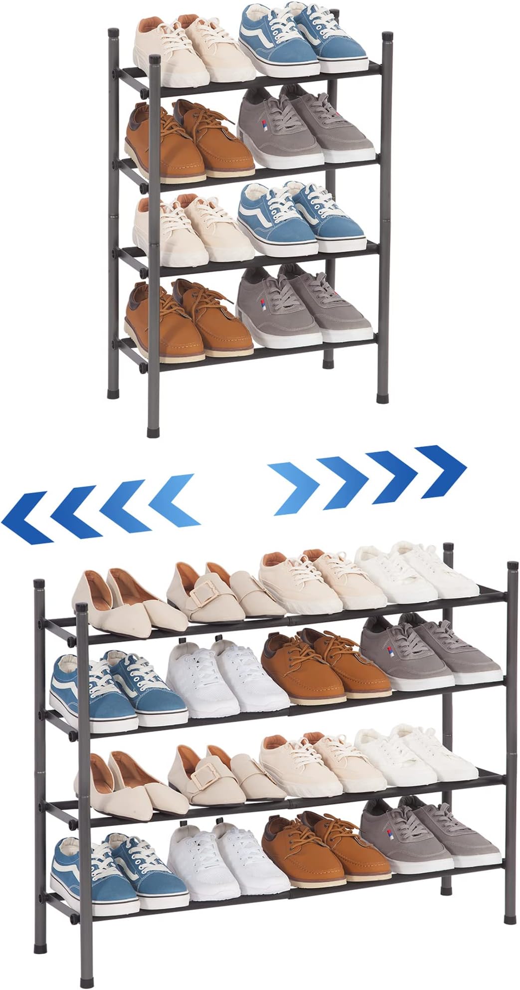Amazon.com: ZCDCP 3-Tier Expandable Shoe Rack, Adjustable Shoe ...