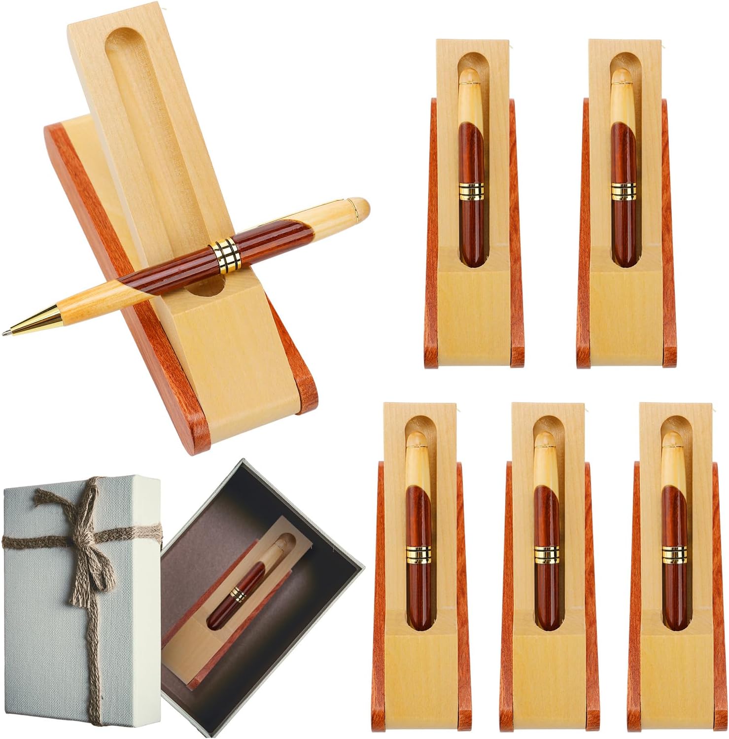 Amazon.com : Outus 6 Sets Wooden Ballpoint Pen Appreciation Gifts with ...