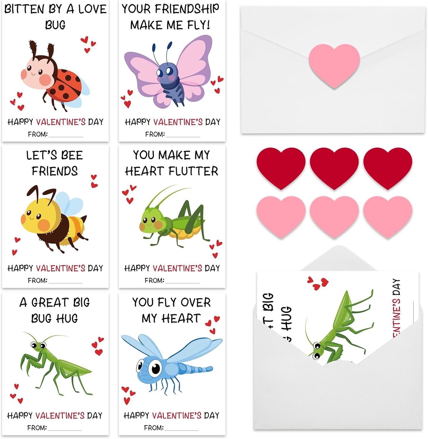 Amazon.com : 30 PCS Insect Valentines Day Cards for Kids Insect ...