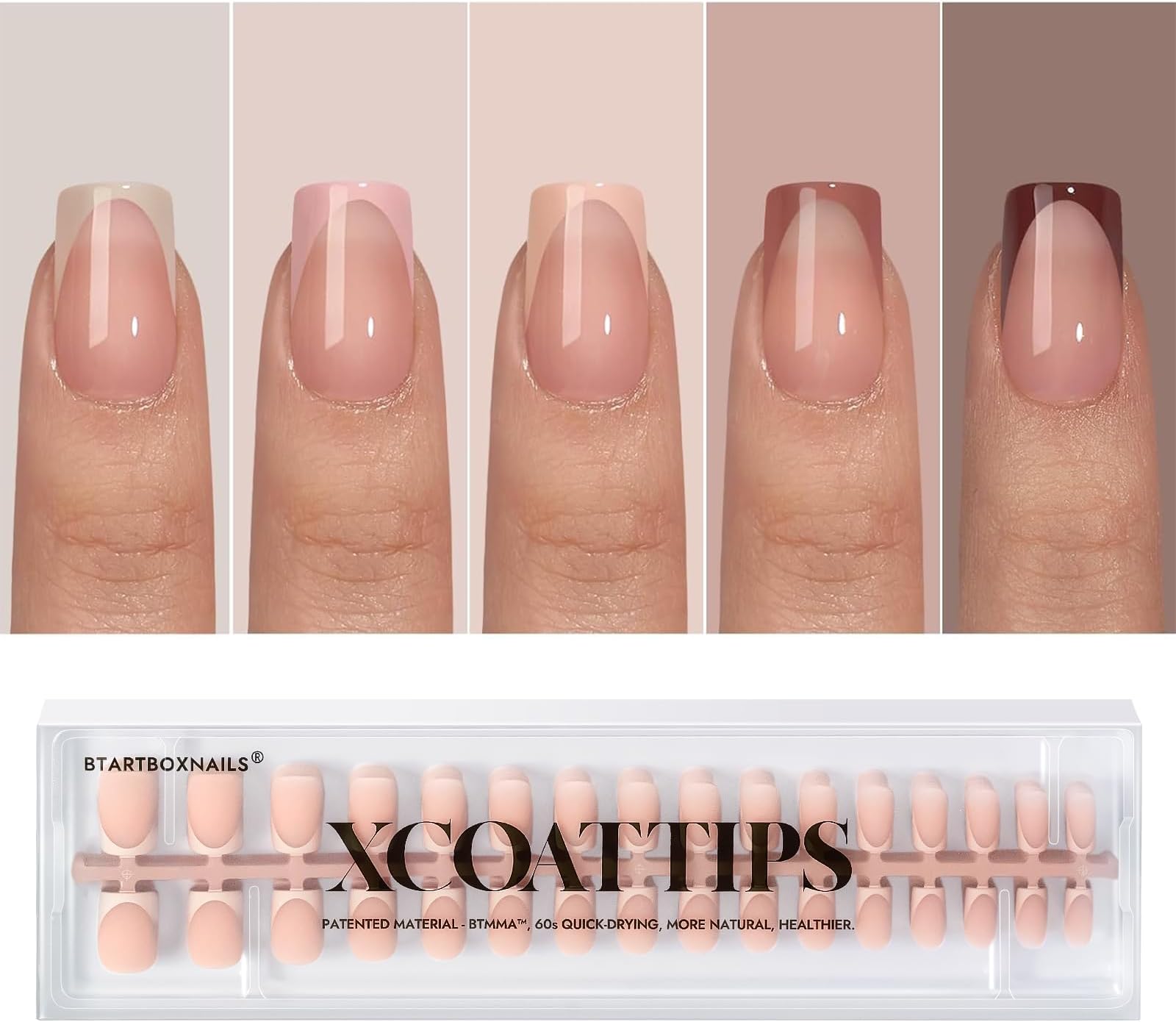 Amazon.com: Light Pink Press on Nails Square Long Fake Nails Glossy ...