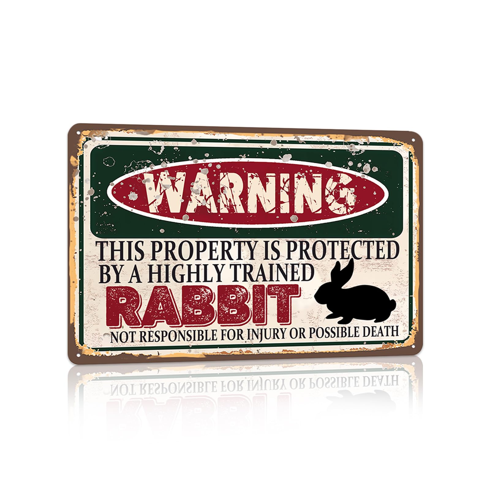 Amazon.com: RCXsigns Vintage Rabbit Metal Sign， Warning this property ...