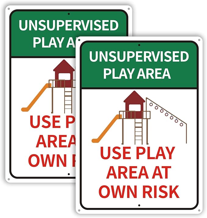 Amazon.com: Phyabe 2 Pack Unsupervised Play Area at Own Risk Sign， 10 x ...