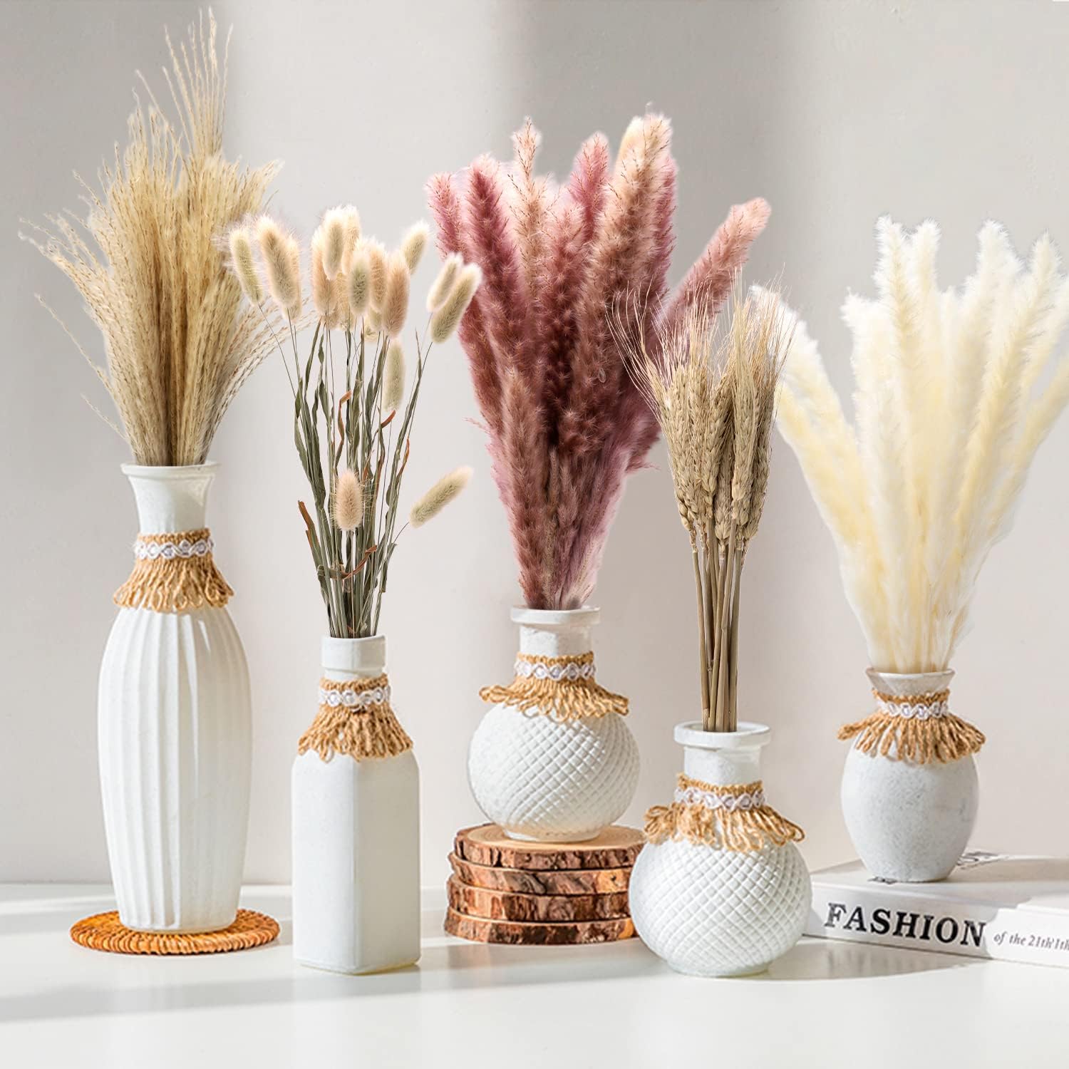 Amazon.com: 115 Pcs Pampas Grass Decor Dried Flowers, Pompous Grass ...