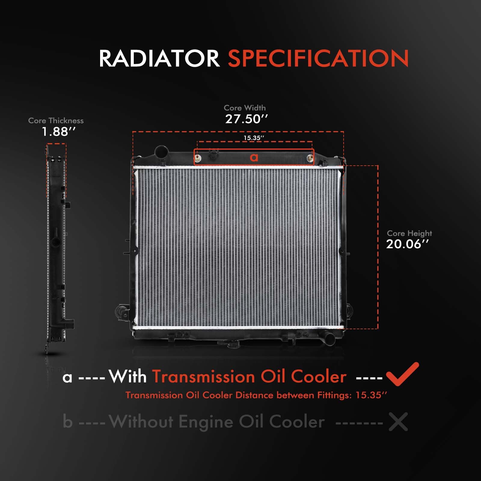 A-Premium Engine Coolant Radiator Assembly with Transmission Oil Cooler ...