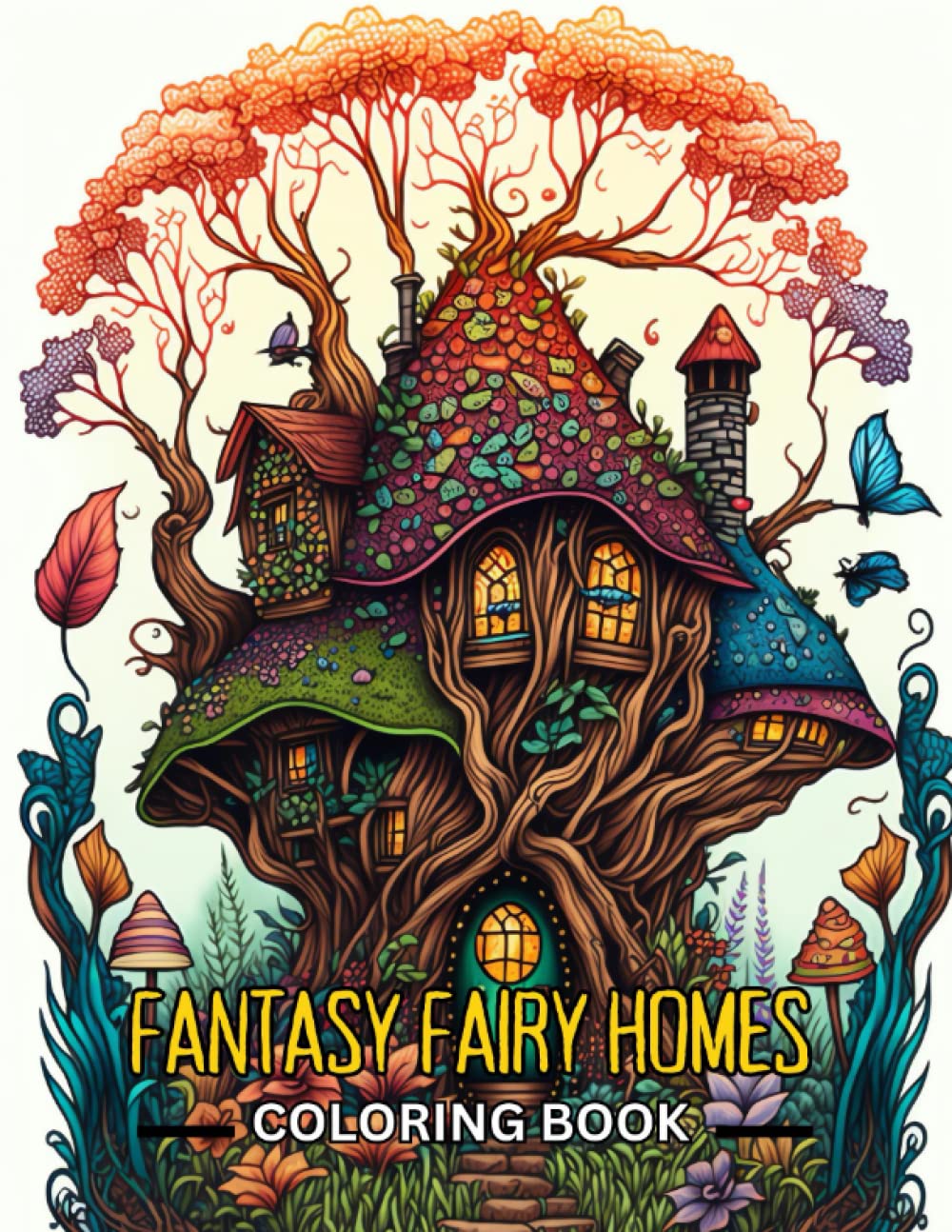 Fantasy Fairy Homes Coloring Book: Adult Coloring Book Gift for Men and ...