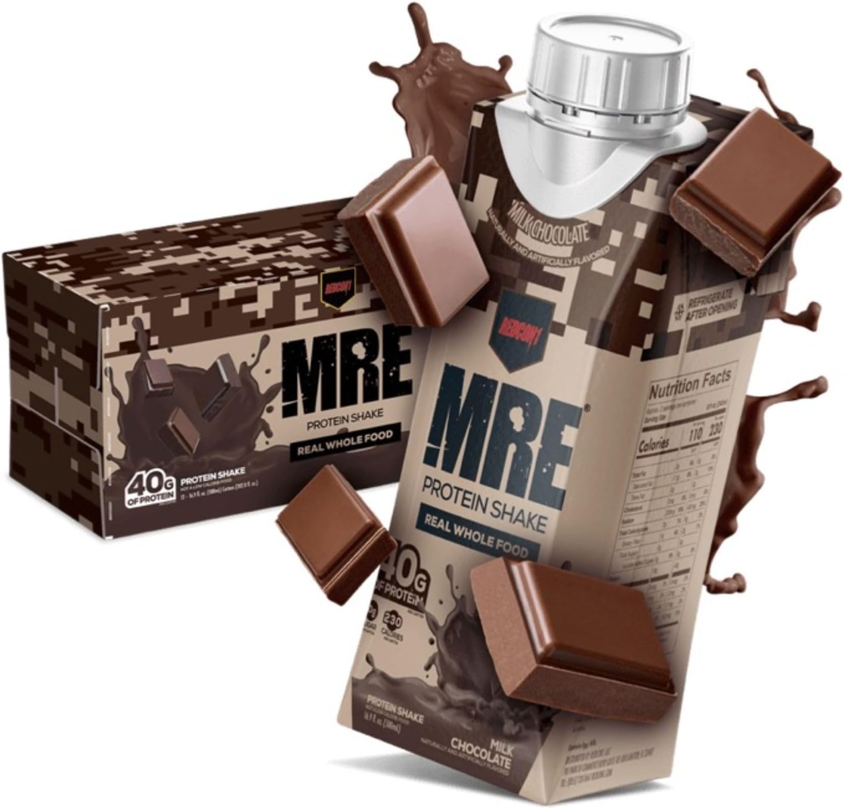 Amazon.com: REDCON1 MRE Ready to Drink Protein Shakes, Milk Chocolate - Lactose + Whey Free RTD ...