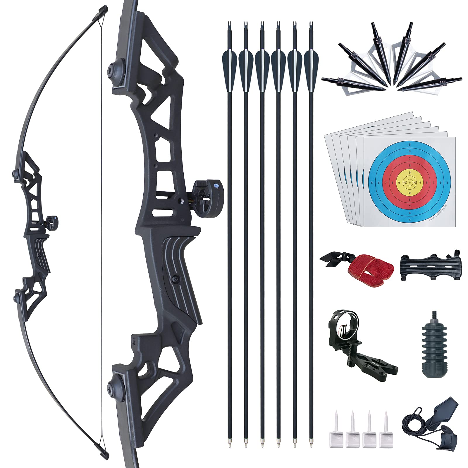 Buy yanjing 51'' Bow and Arrow Set for Adults Metal Riser Archery ...