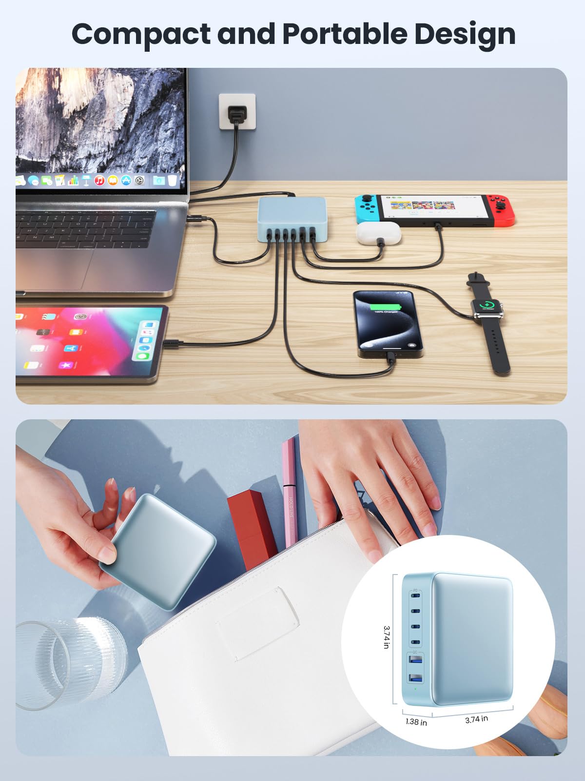 Snapklik.com : 105W USB C Charger Block,Upgraded GaN IV 6-Ports USB C ...