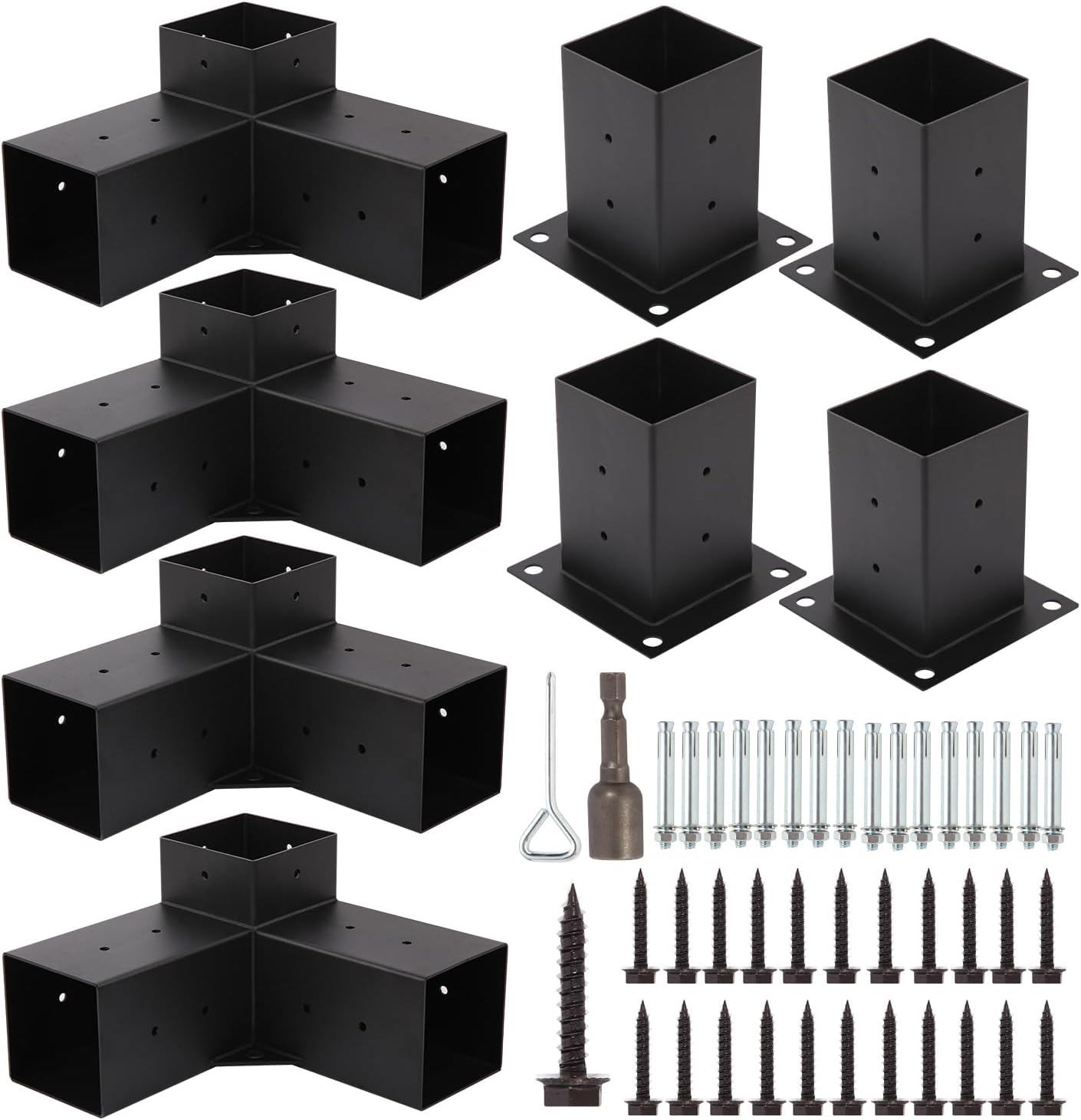 Pergola Brackets Kit 8Pcs with 4Pcs 3 Way Right Angle Corner Brackets ...