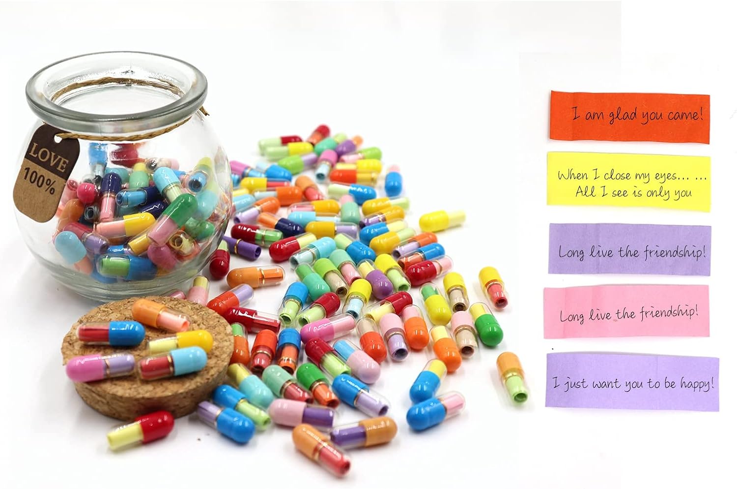 Prounion 50PCS Capsule Letters Message in a Glass Bottles, Love ...