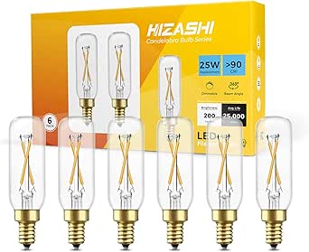 Hizashi 25 Watt Candelabra Bulbs Soft Warm White 2700K, Dimmable ...