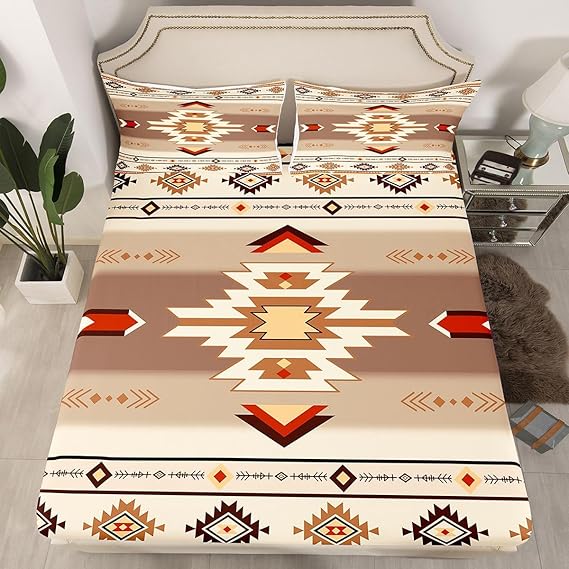 Amazon.com: Feelyou Southwest Native Fitted Sheet with 2 Pillowcases ...