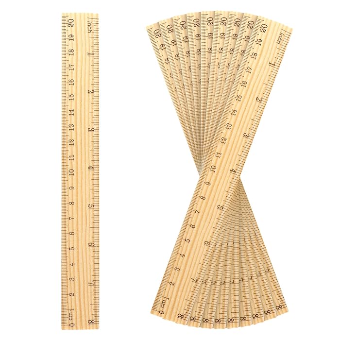 Buy AIEX 10pcs Wooden Rulers with 2 Precise Scales, Single Printed ...