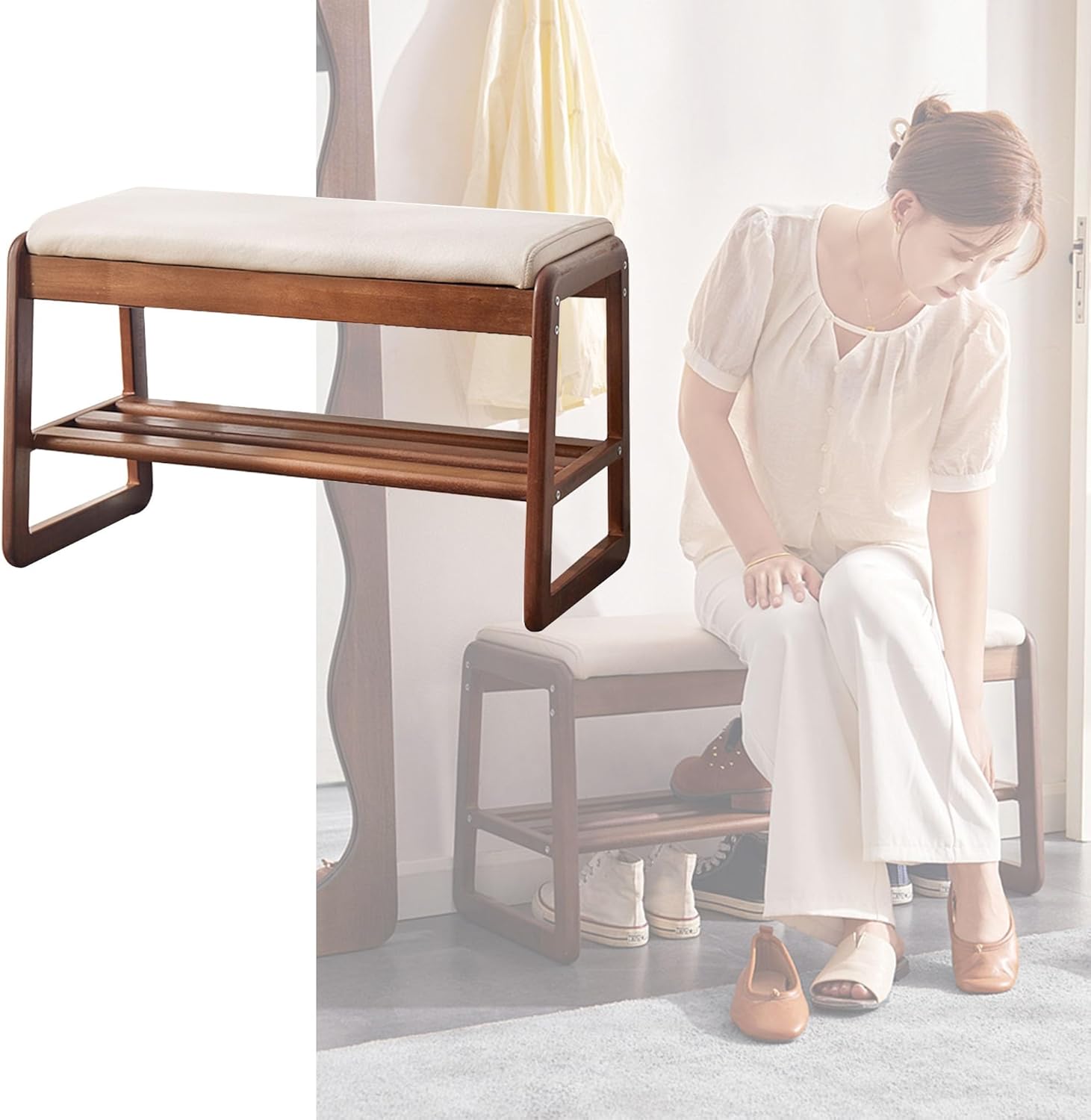 Amazon.com: Shoe Rack for Entryway Closet Storage Bench Ottoman with ...