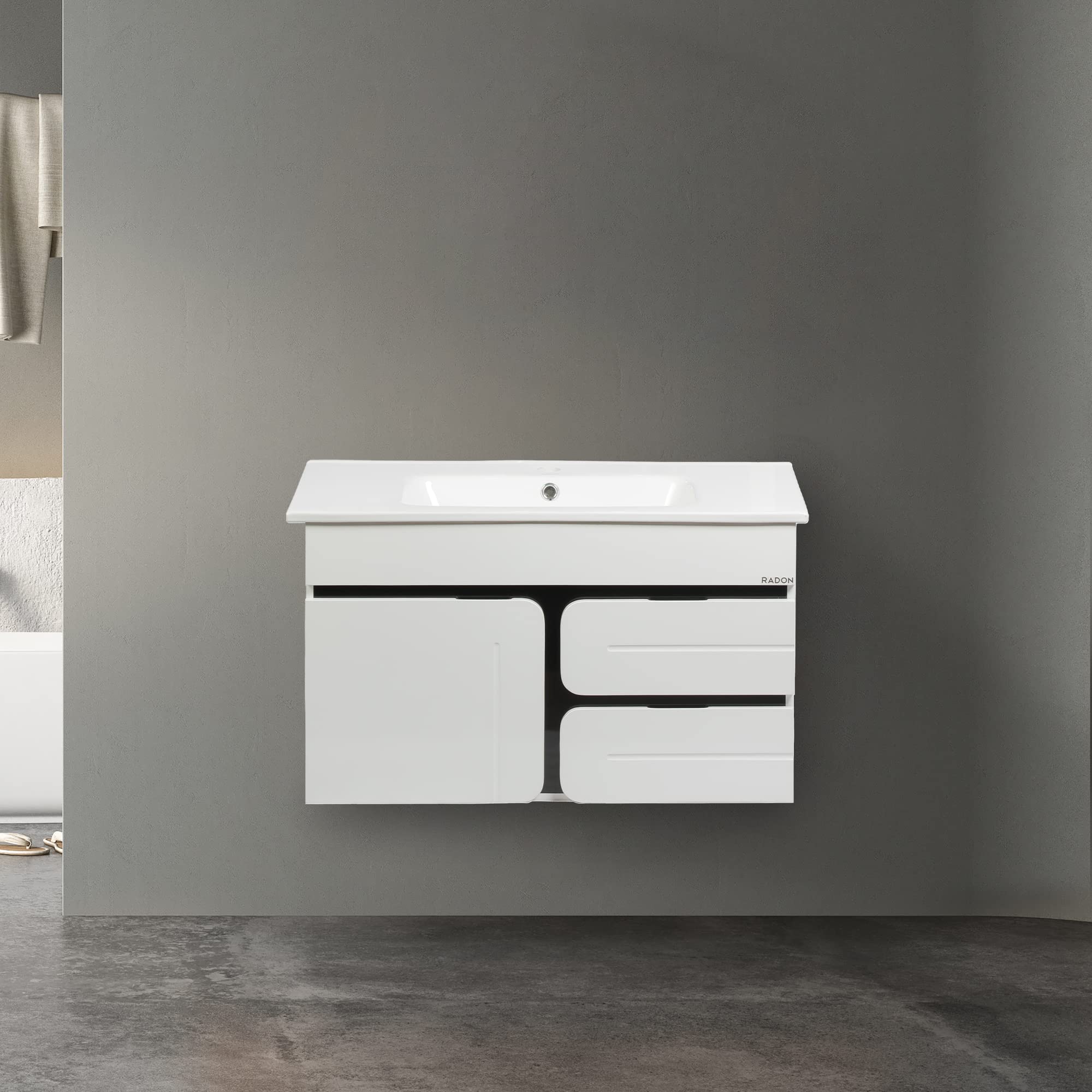 Buy RADON Corel 32 Inch Wall-ed Vanity Cabinet in White - PVC Bathroom ...