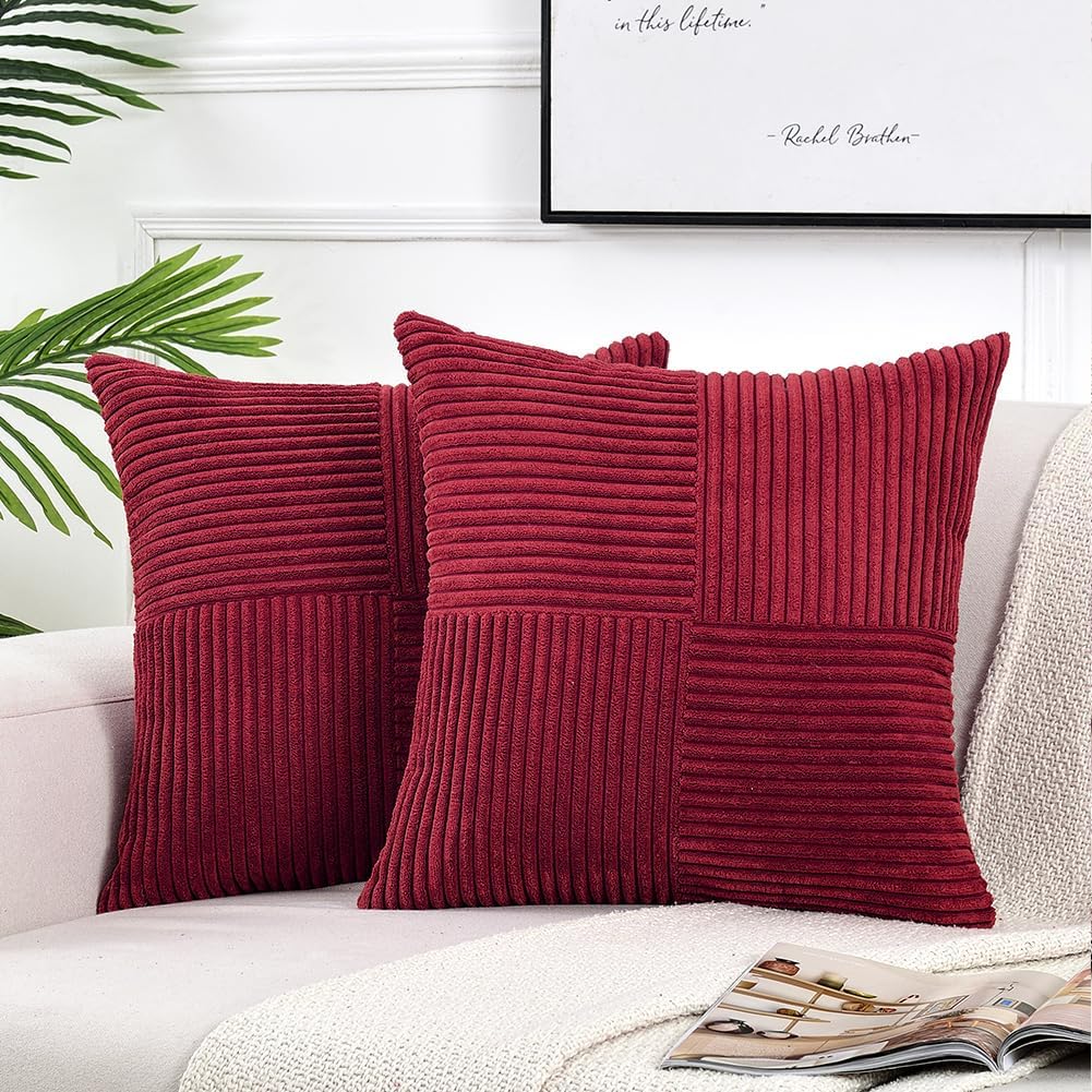 Amazon.com: Fancy Homi 2 Packs Burgundy Red Decorative Throw Pillow ...