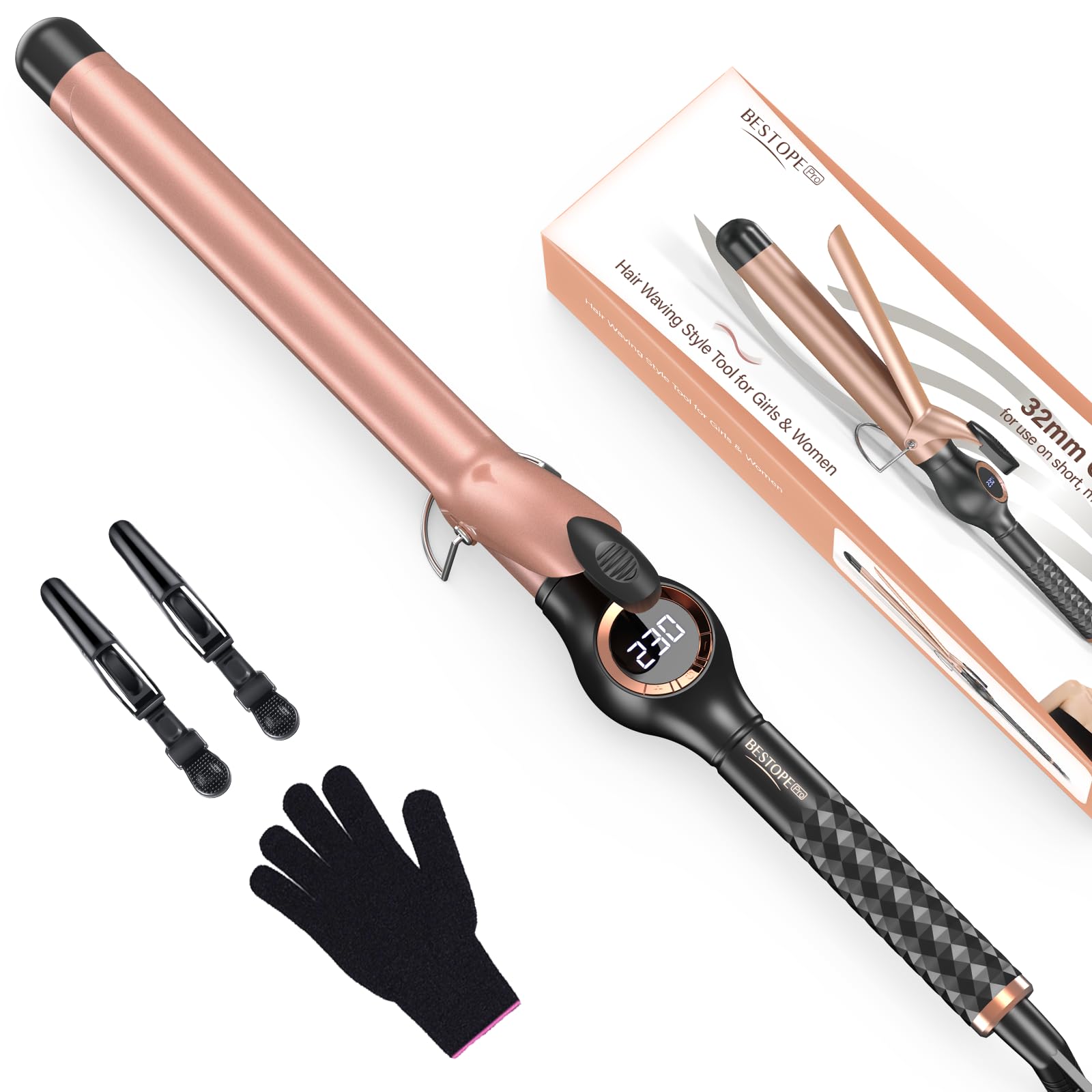 BESTOPE PRO 25 mm Curling Iron, Curling Iron, Large Curls, Multi ...