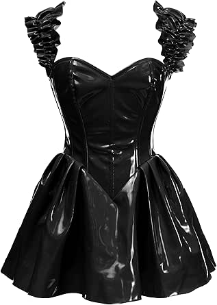 Amazon.com: Daisy corsets Womens Top Drawer Steel Boned Black Patent ...