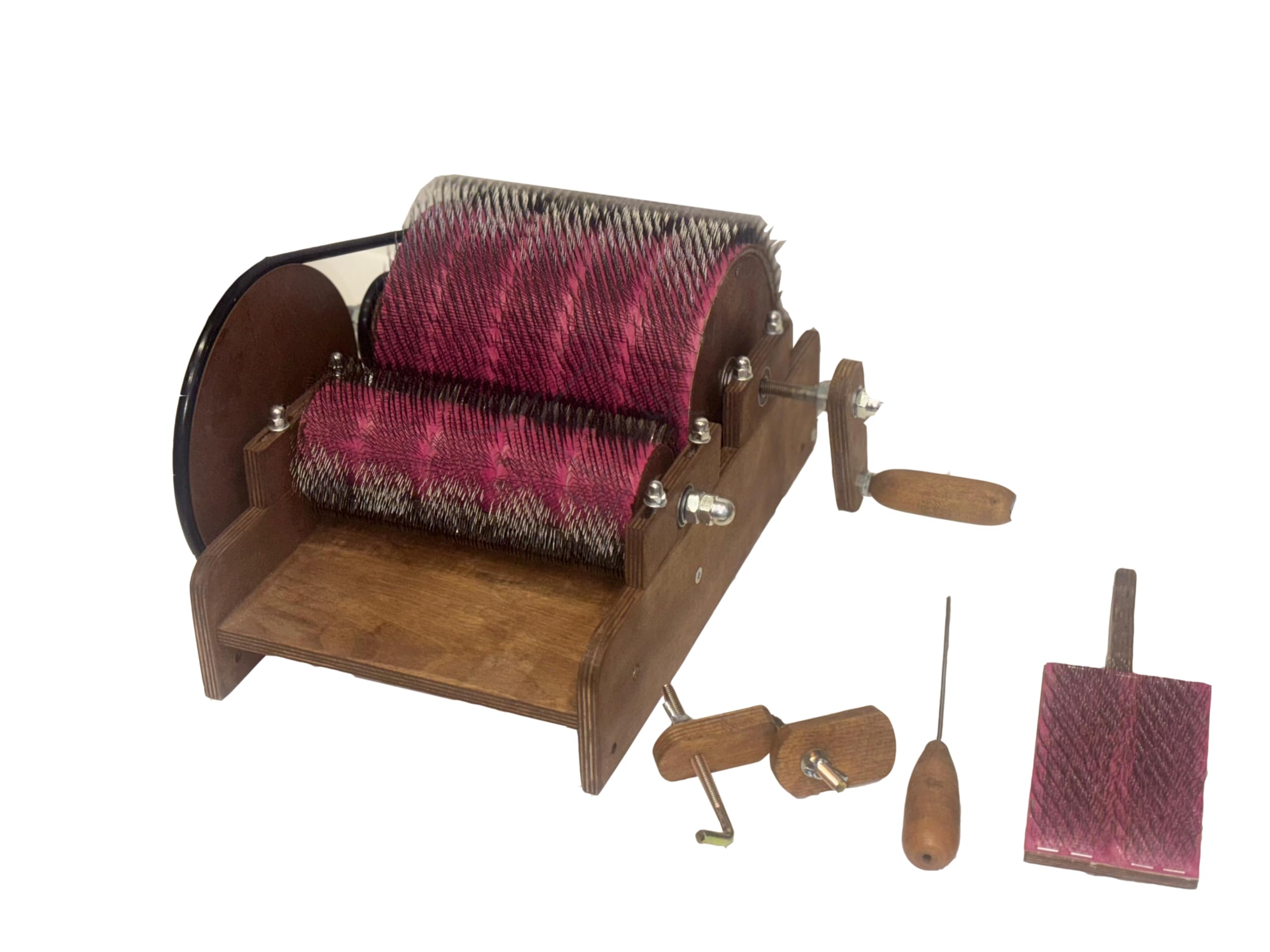 Amazon.com: Generic Hand Drum Carder Carding Wool Fiber Wooden Machine ...