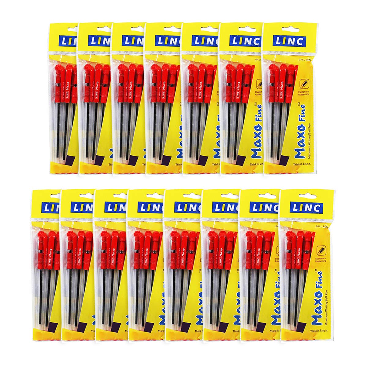 Linc Maxo Fine Ball Pen (0.7 mm, Transparent Body, Red Ink, Pack of 75 ...