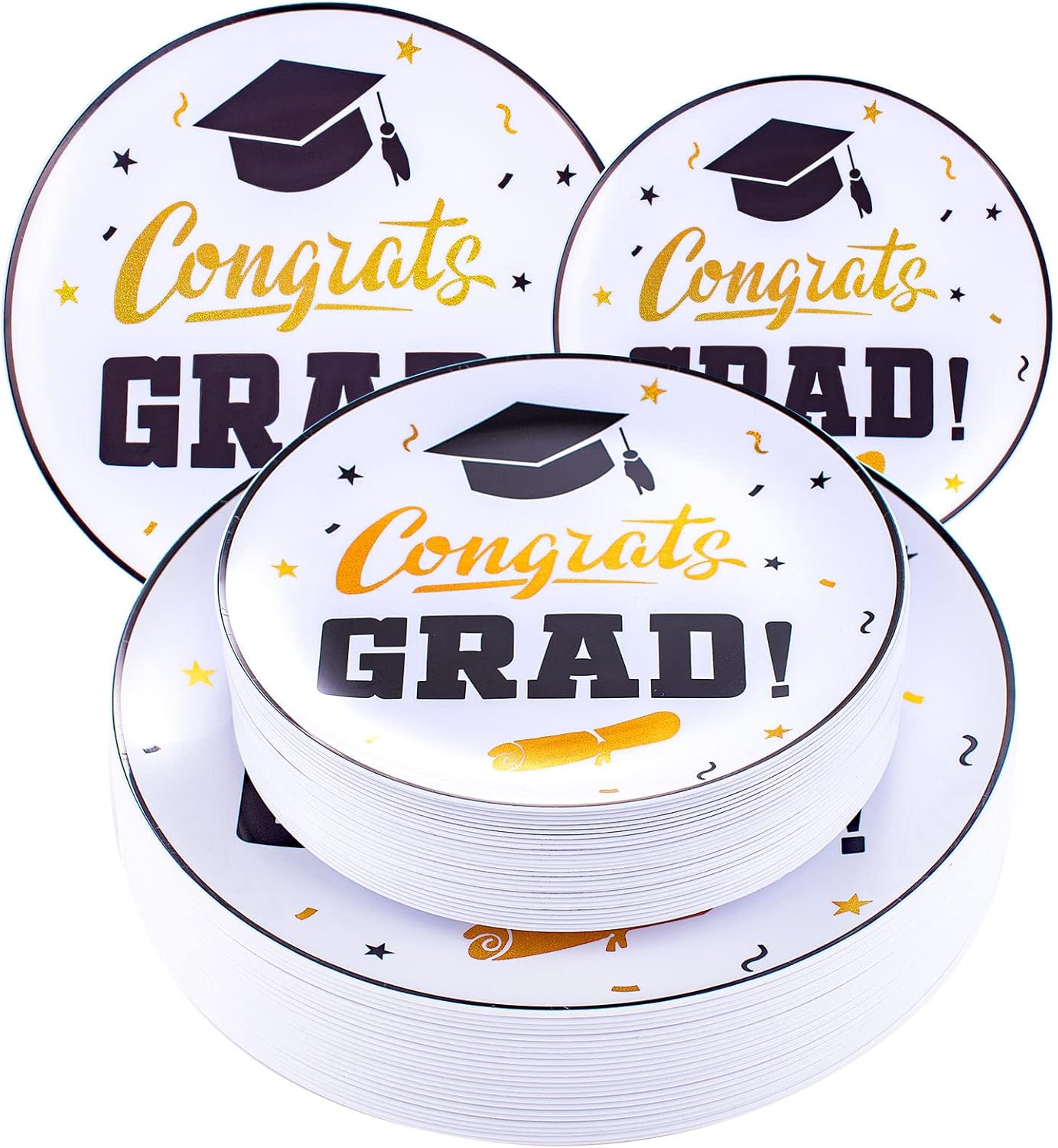 Amazon.com: LIYH 60pcs Graduation Party Plates,Gold Plastic Plates ...
