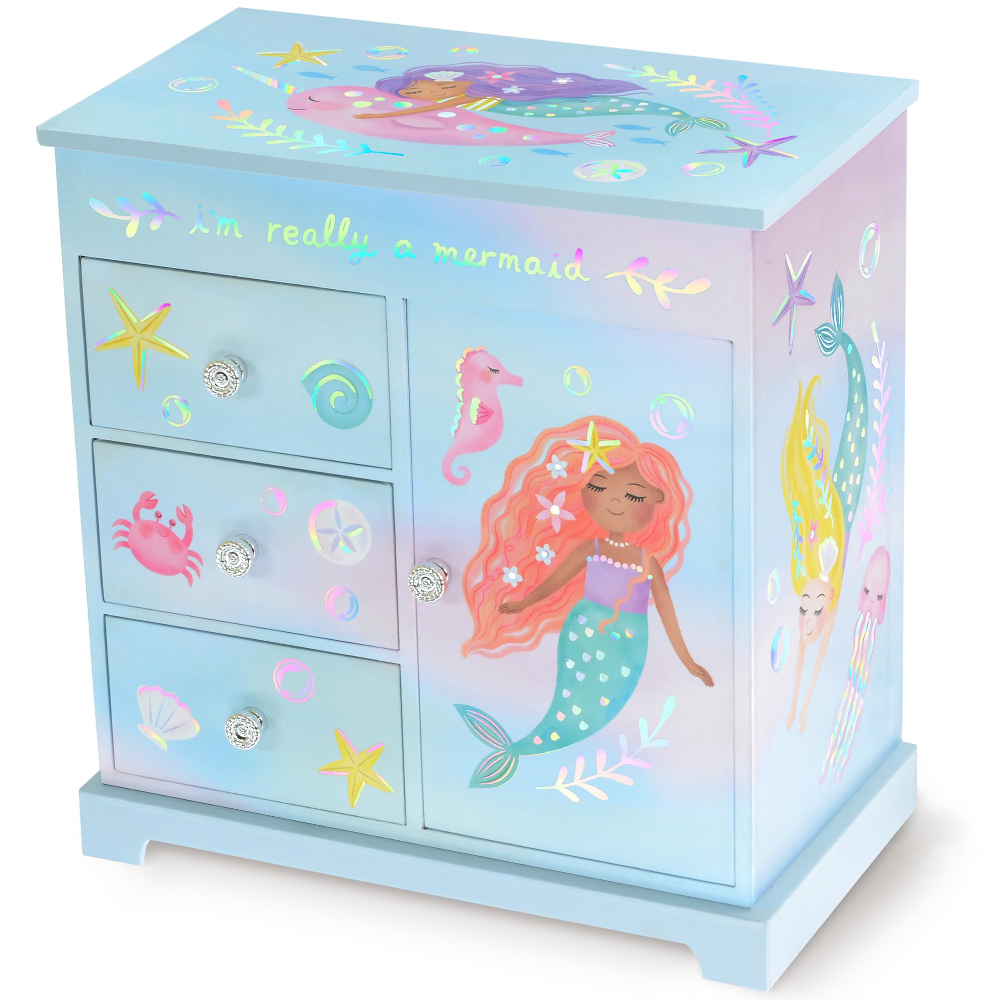 Amazon.com: Mermaid Musical Jewelry Box for Girls - Kids Music Box with ...