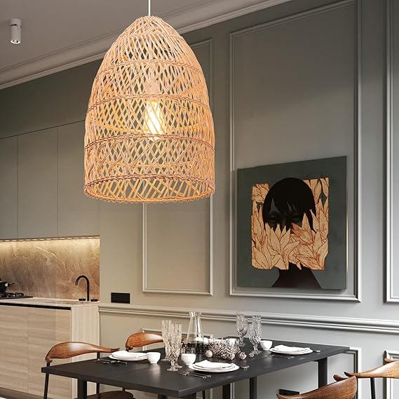 Arturesthome Natural Rattan Pendant Light, Woven Lantern Chandelier ...