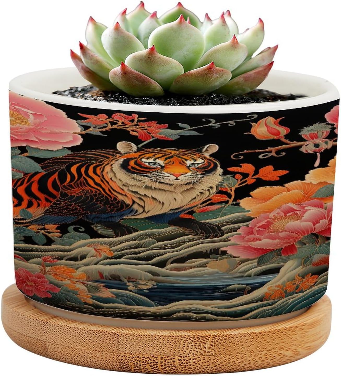 Amazon.com : Yelolyio Animal Tiger Stripe Colorful Chinoiserie Ceramic ...