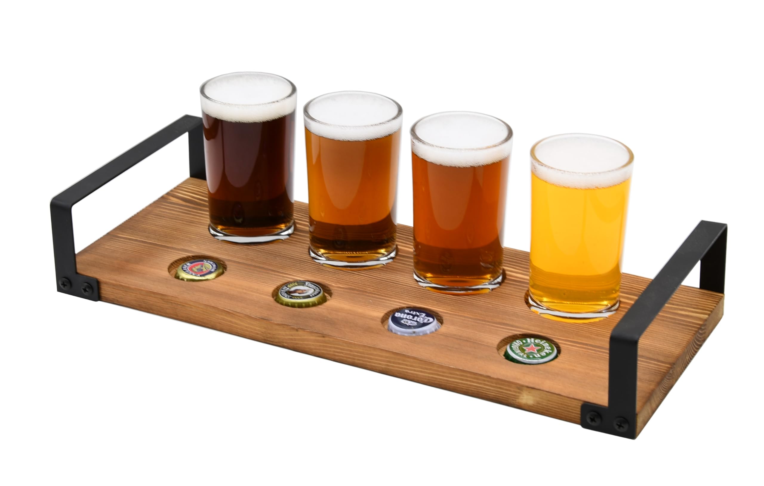 Amazon.com: OwlGift Wood Craft Beer Flight w/Bottle Cap Storage Sampler ...