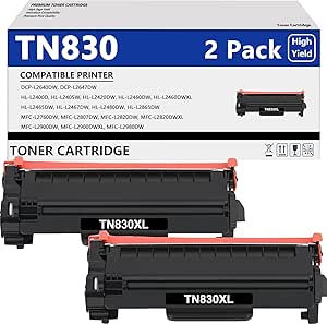 Amazon.com: TN830XL Black High Yield Toner Cartridge Replacement for Brother TN830 TN 830XL ...