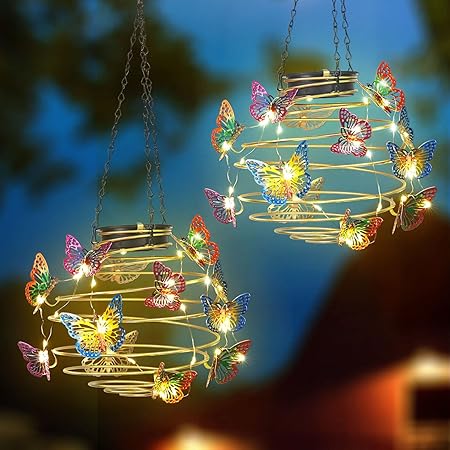 Solar Garden Lights Butterfly Garden Decor Outdoor Waterproof Metal ...