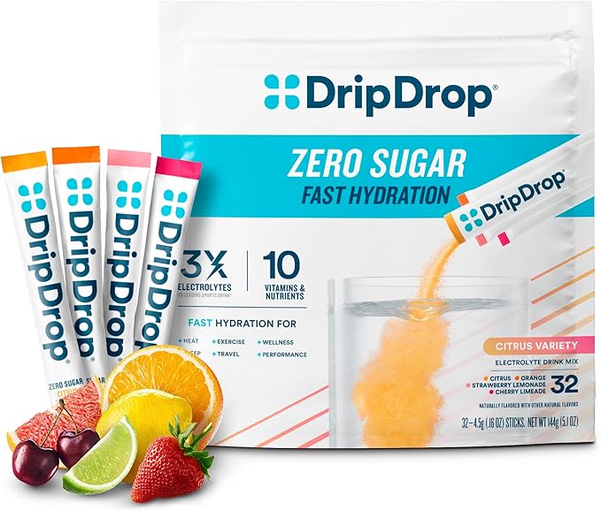 Amazon.com: DripDrop Sugar Free Hydration Packets - Zero Citrus Variety ...