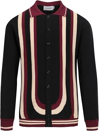 Amazon.com: OXKNIT Men’s Knit Long Sleeve Polo Shirts, 1960s Mod Style ...