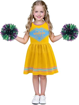 Amazon.com: Giitsewxz Girls Cheerleader Dress Yellow Cheer Uniform ...
