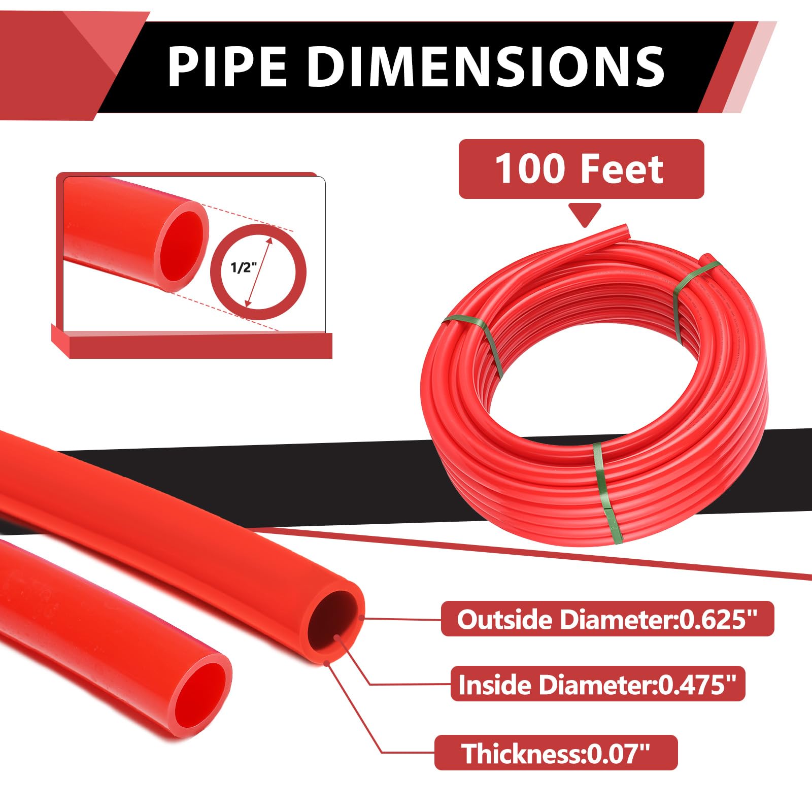 Snapklik.com : EFIELD 1/2 Inch 100 Ft Pex A Pipe/Tubing Red Color For ...