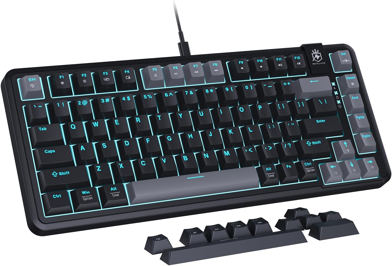 Amazon.com: ROYALAXE 75% Mechanical Gaming Keyboard, LED Backlit Wired ...