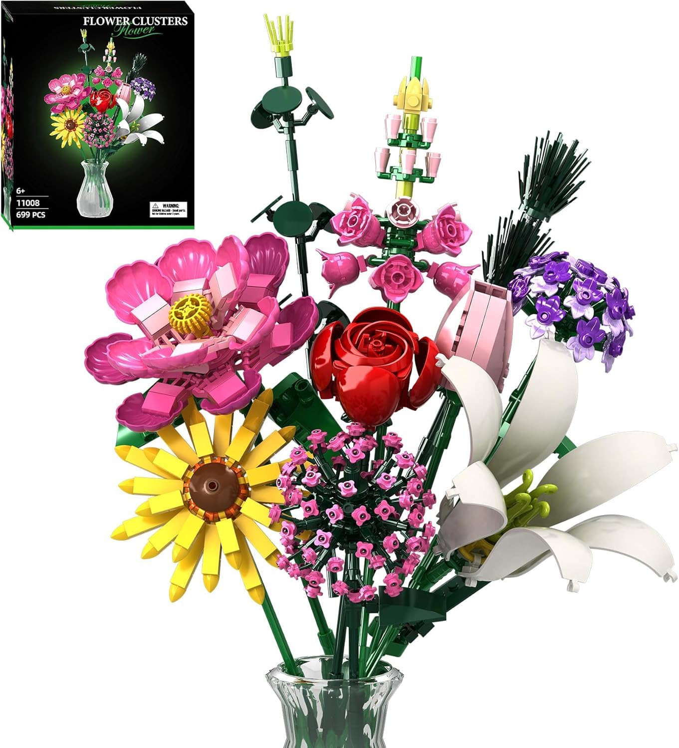 Flower Building Set Blue Flower Bouquet Building Set - 917 Piece ...