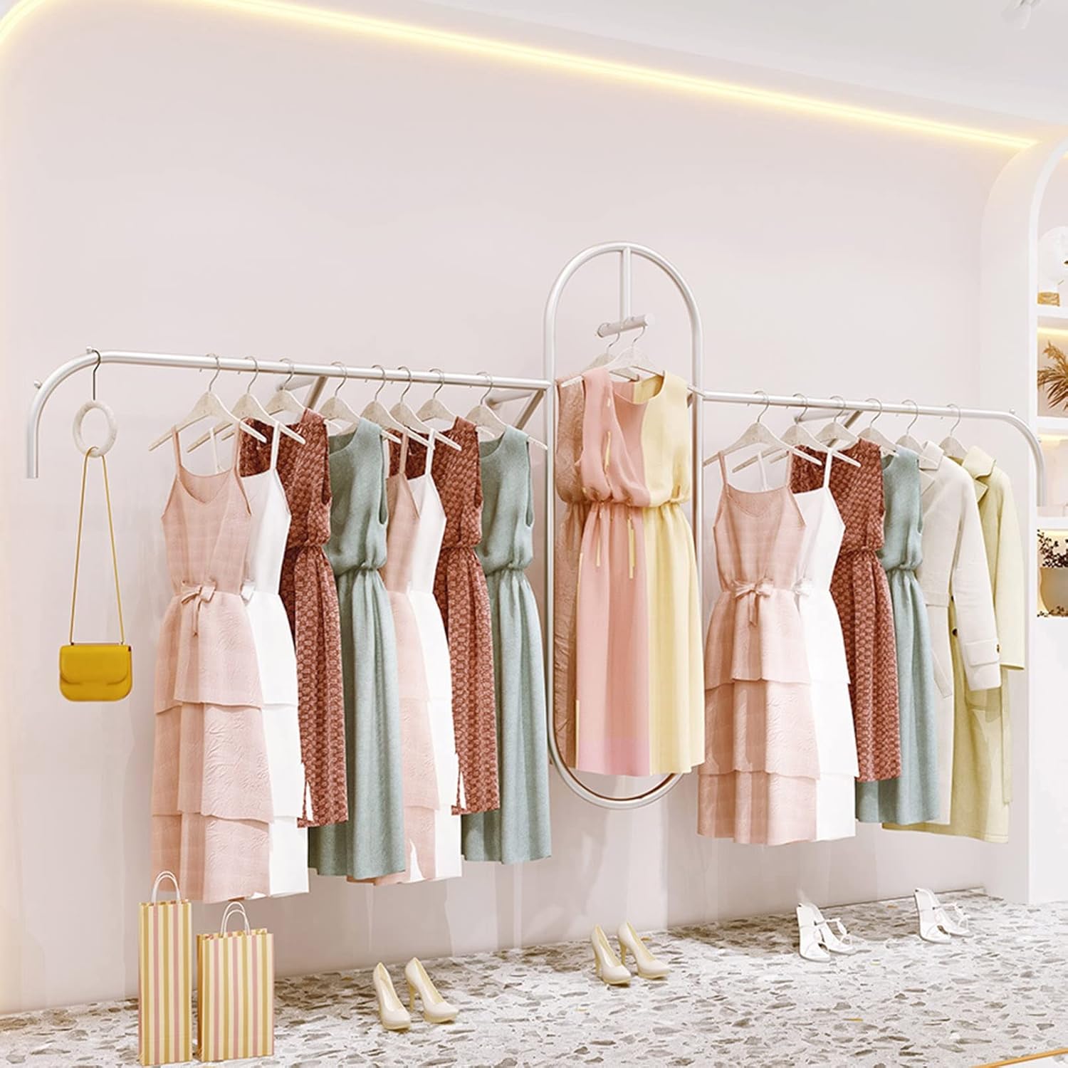 Amazon.com: UXNQWK Wall Mounted Garment Rail,Clothing Rack,Clothes Rack ...