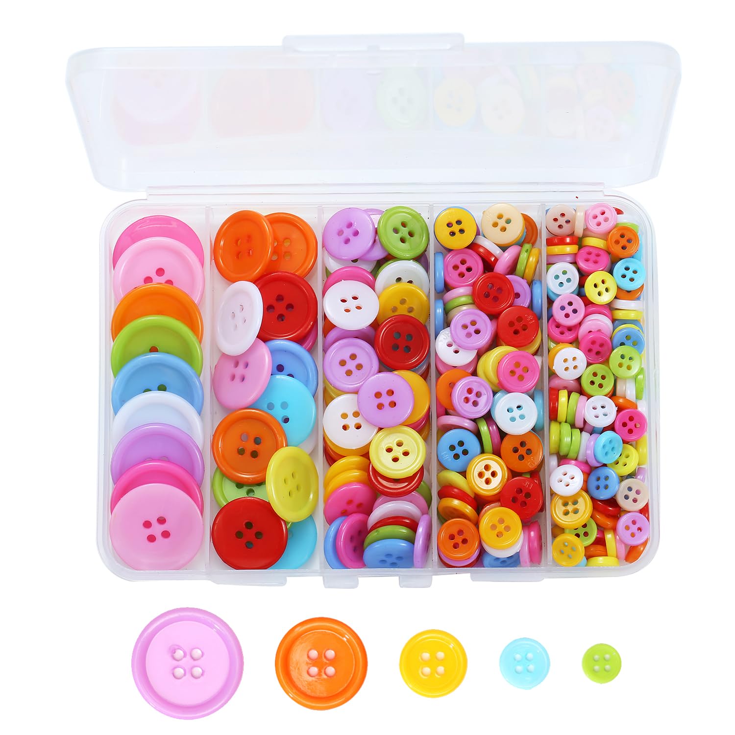 Amazon.com: Secmity 320 pcs Colorful Buttons for Crafts DIY, 5 Size ...