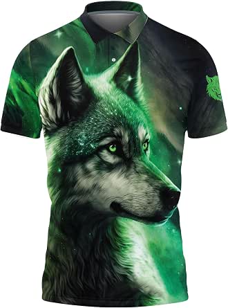 Amazon.com: Wolf Golf Shirt Men Funny Golf Polos for Men Dry Fit ...