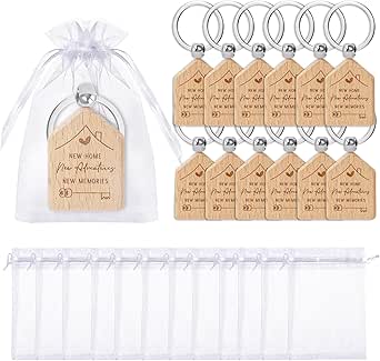 Amazon.com: 12 Pack Wooden Welcome Home Keychains Bulk, Home Keychain ...