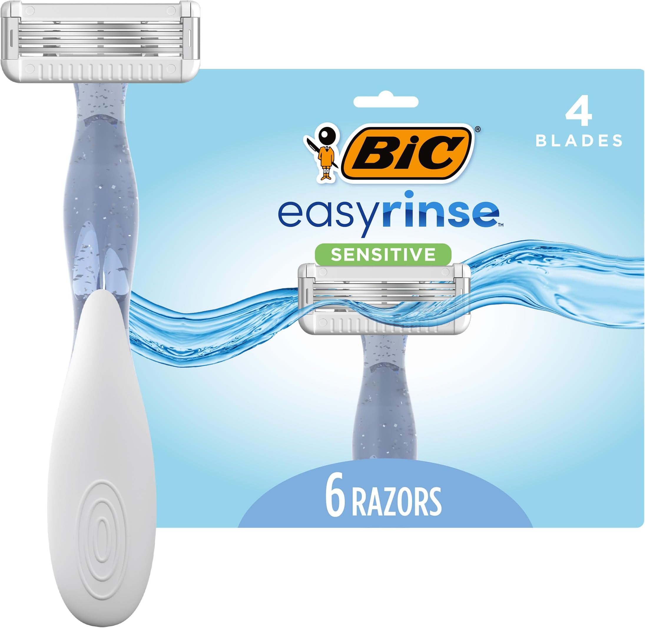 Amazon.com: BIC EasyRinse Sensitive Anti-Clogging, Refillable Women's ...