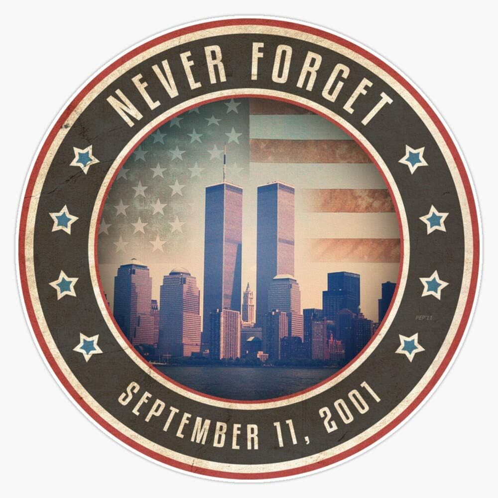 Amazon.com: RED NY Skyline w/Twin Towers 9-11 Never Forget Sticker ...
