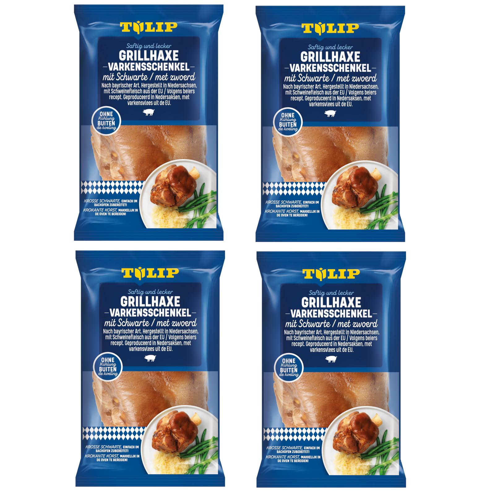 TULIP 4x 600 g Grill-Haxe mit Schwarte | Tafelfertig Kross Gegart ...