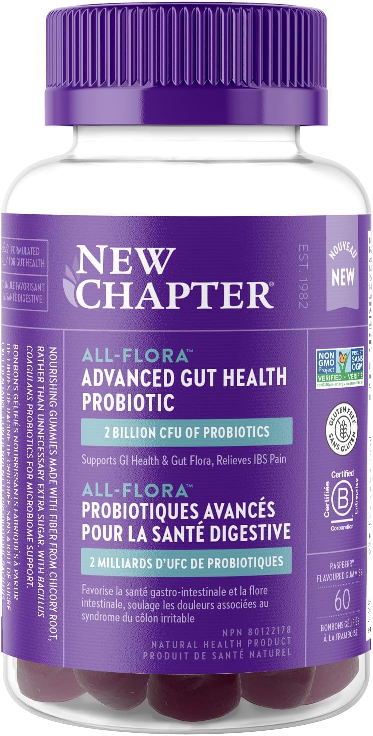 New Chapter Probiotic Gummies for Women and Men, All-Flora (1 Month Supply) – 55% Less Sugar+ ...