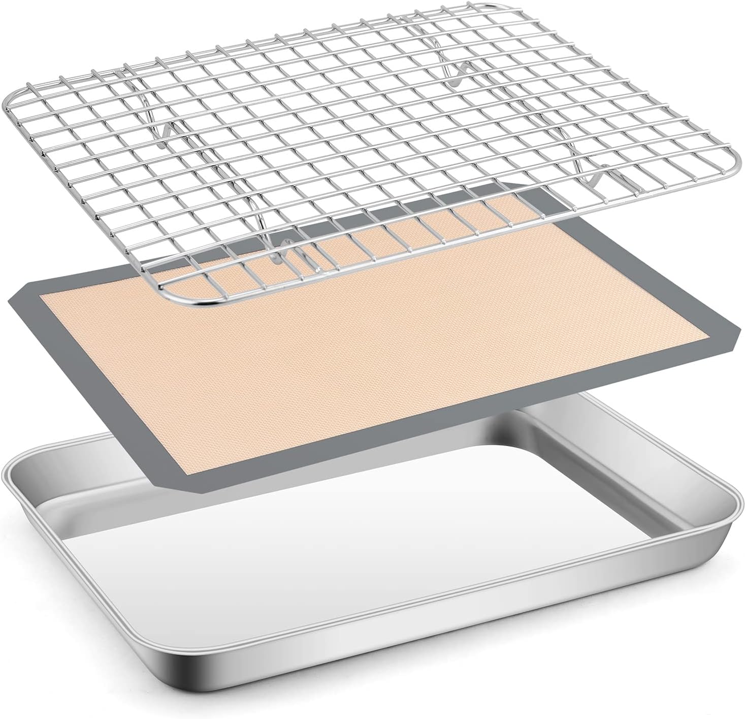 Amazon.com: 9 Inch Toaster Oven Pan with Rack, P&P CHEF Stainless Steel ...