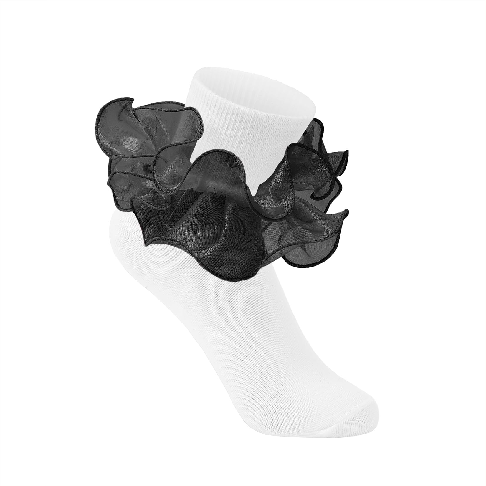 Amazon.com: Komorebi Big Ruffle Socks Woman Double Lace Turn Cuff Socks ...