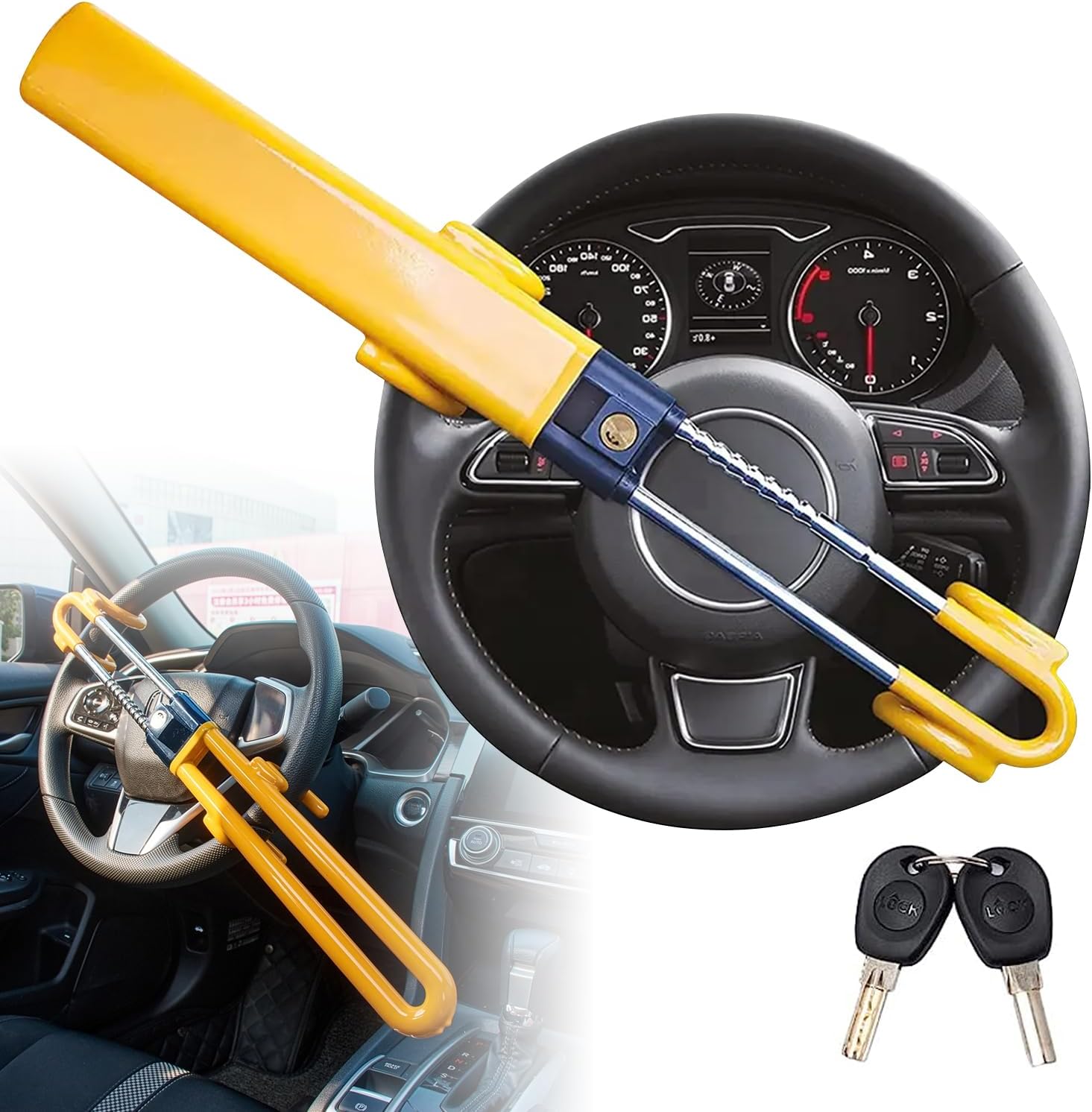 Amazon.com: HA&IS Ultimate Vehicle Security Steering Wheel Lock - Heavy ...
