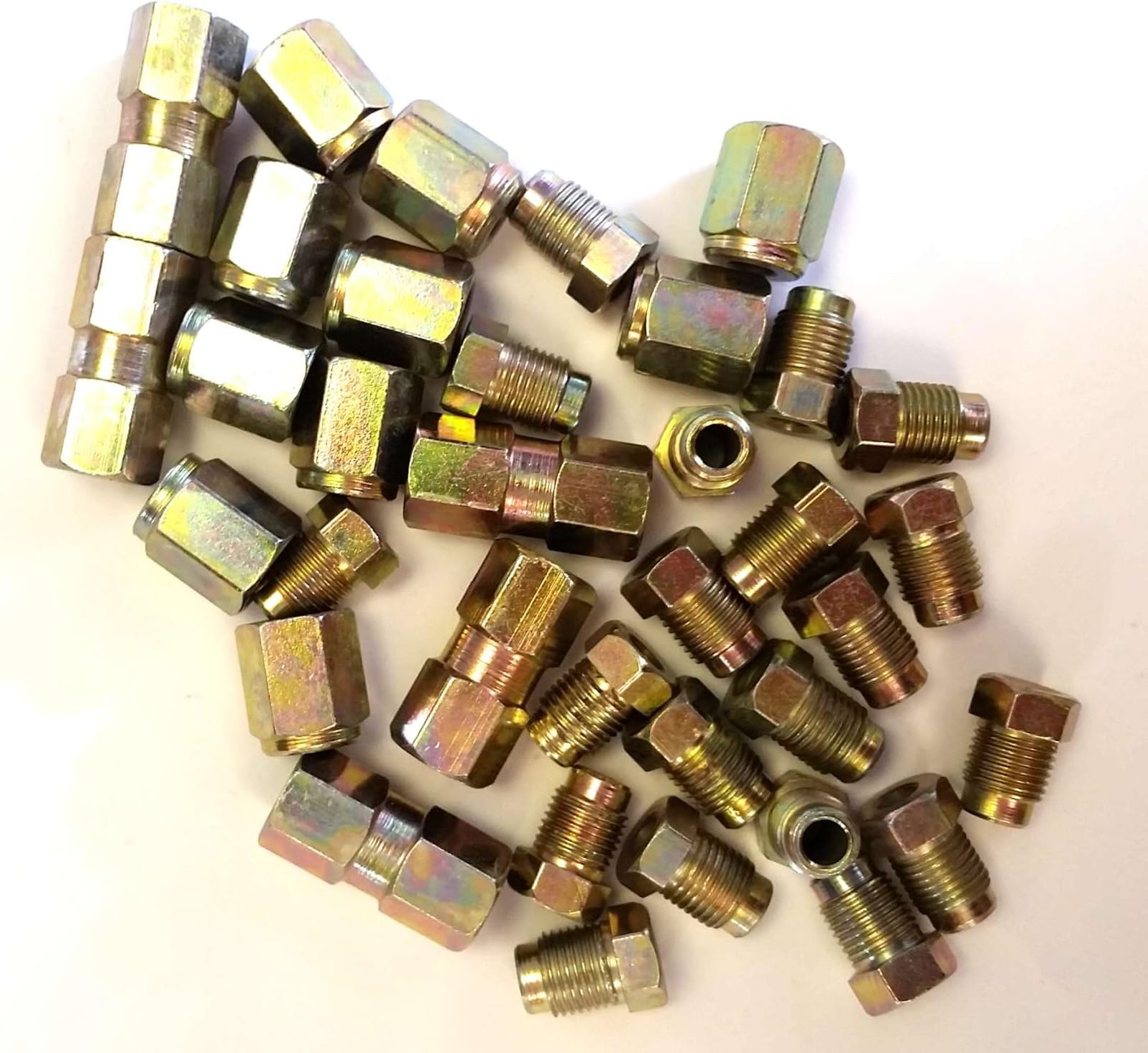 3/16" Brake Pipe Tubing 3 way Connector T Piece, Brass, with Nuts ...