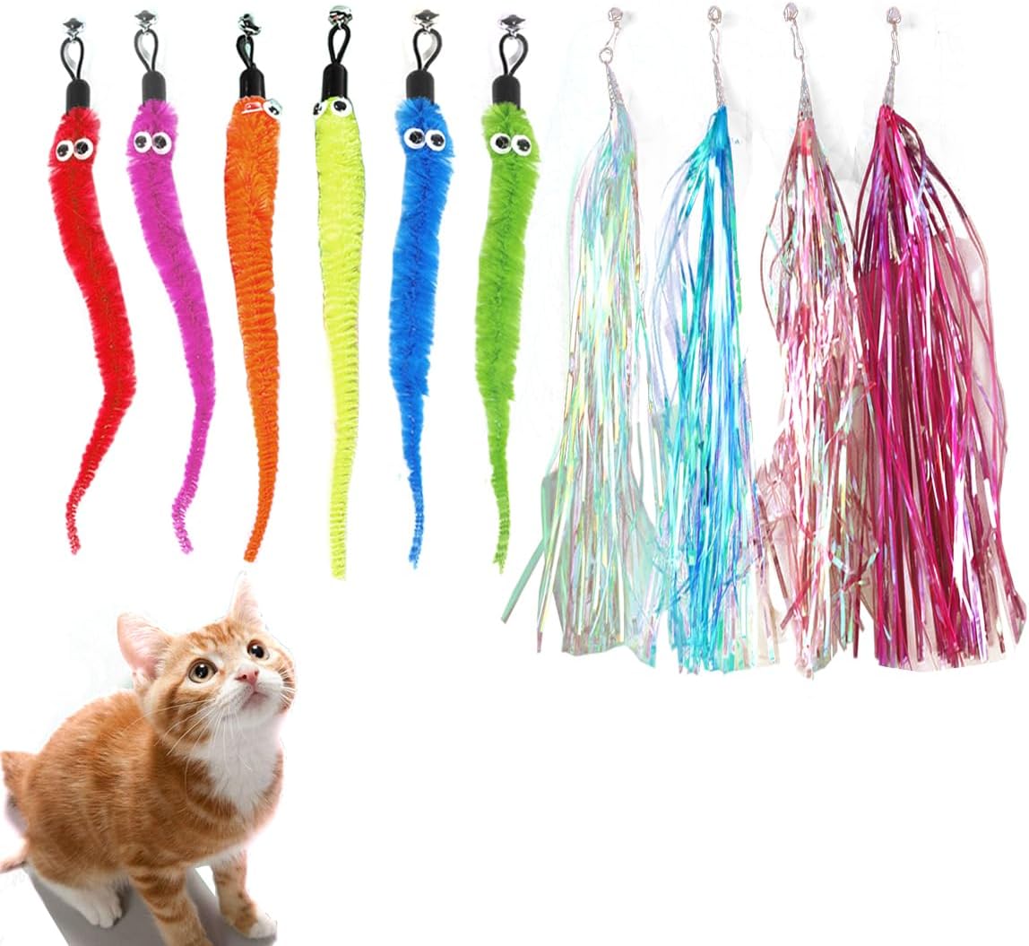 Amazon.com : LogFaadCoi 10-Pack of Vibrant Feathered Cat Toy Refills ...